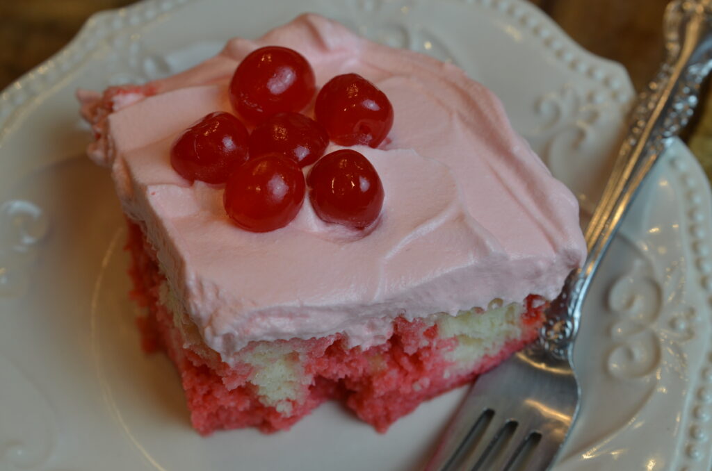 Shirley Temple Poke Cake - Sparkles to Sprinkles