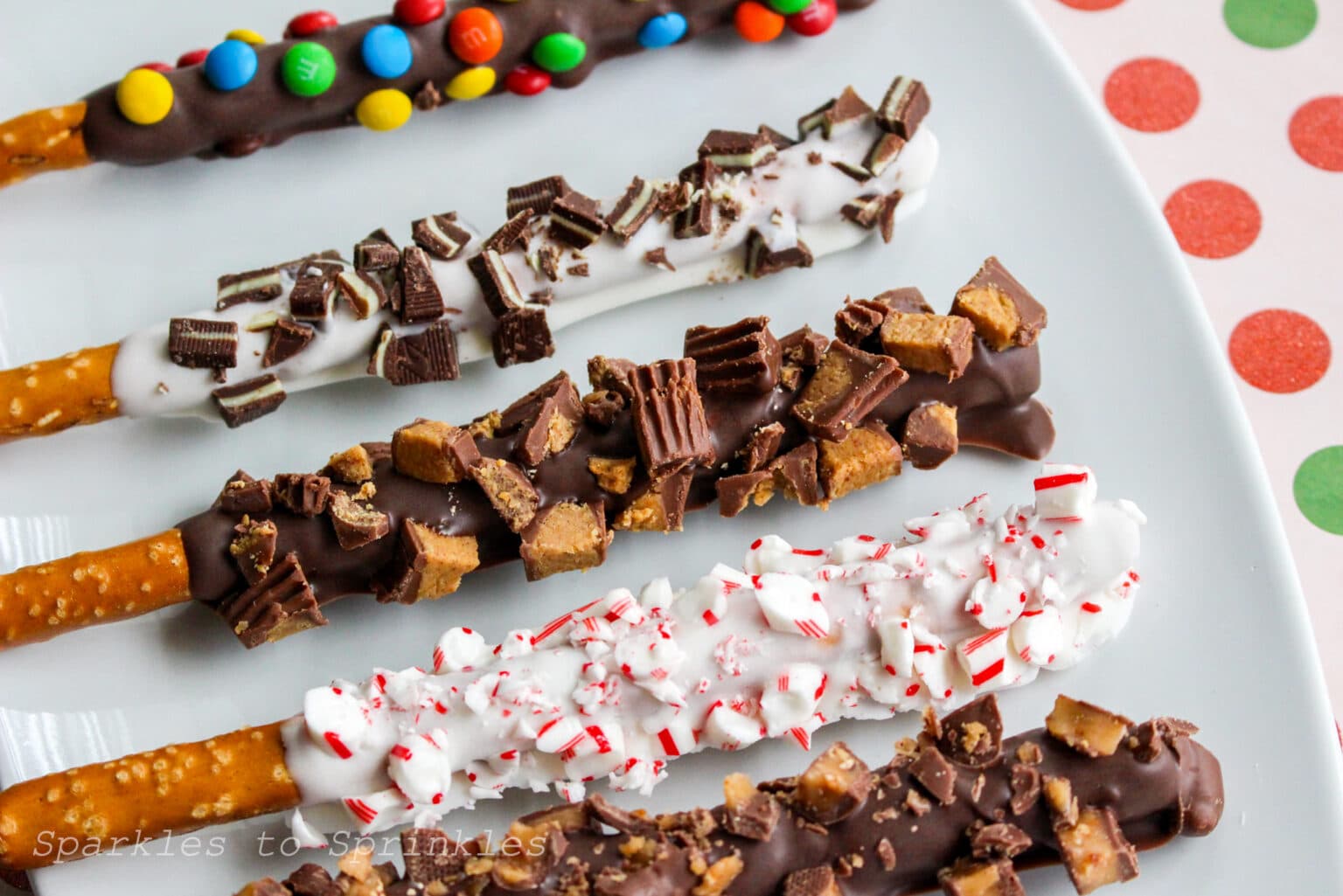 Chocolate Dipped Pretzel Rods - Sparkles to Sprinkles