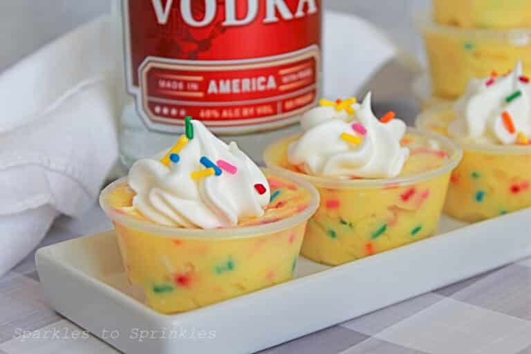 Birthday Cake Pudding Shots - Sparkles to Sprinkles