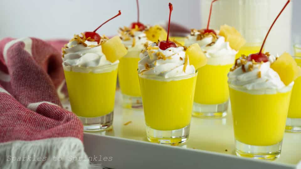 Pina Colada Pudding Shots - Sparkles to Sprinkles